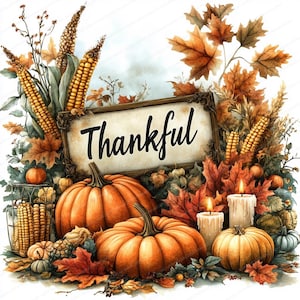 14 Fall Thanksgiving Clipart | Autumn Harvest | Printable Watercolor ...