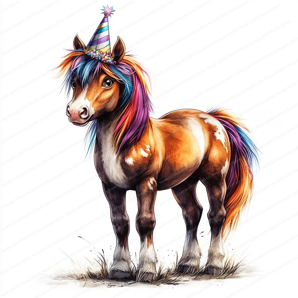 16 Horse Birthday Clipart | Birthday Horse Clipart Bundle | Printable ...