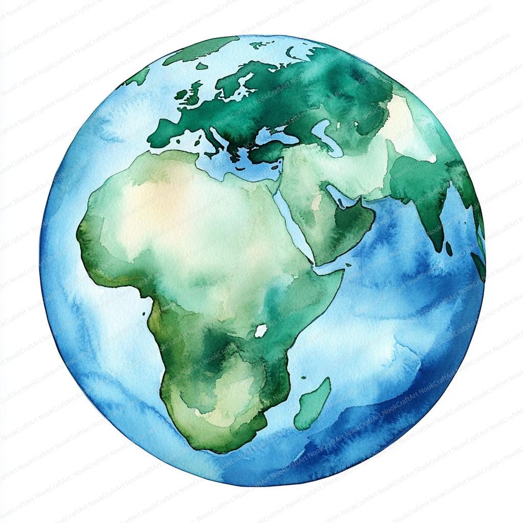 20 Earth Clipart | World Map and Globe Watercolor Images | Printable ...