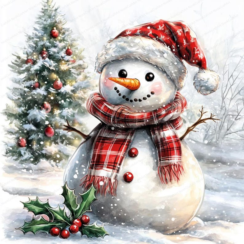 18 Christmas Tree and Snowman Clipart | Festive Snowmen | Printable ...