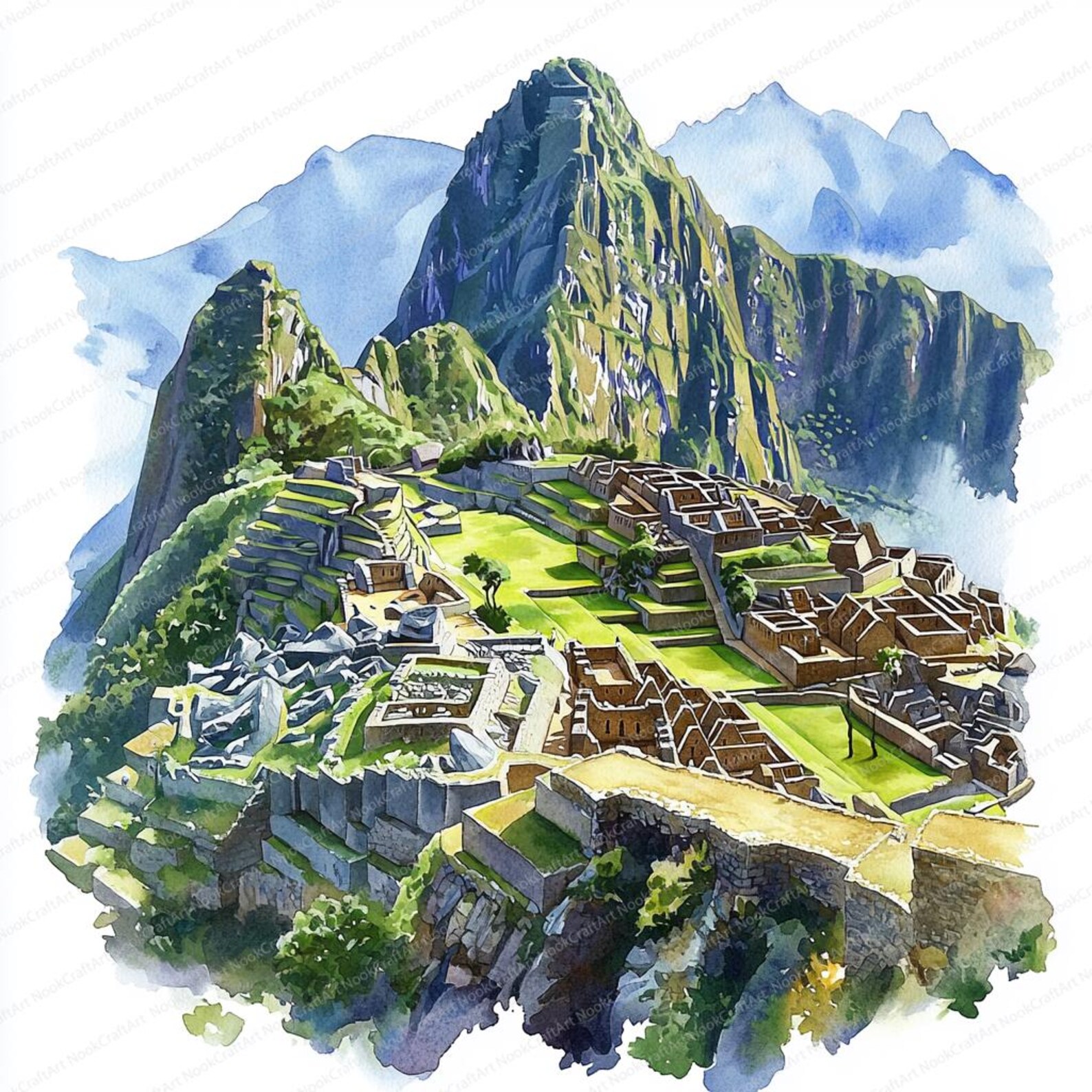 24 Machu Picchu Scenic Clipart | Ancient Incan Ruins Illustration ...