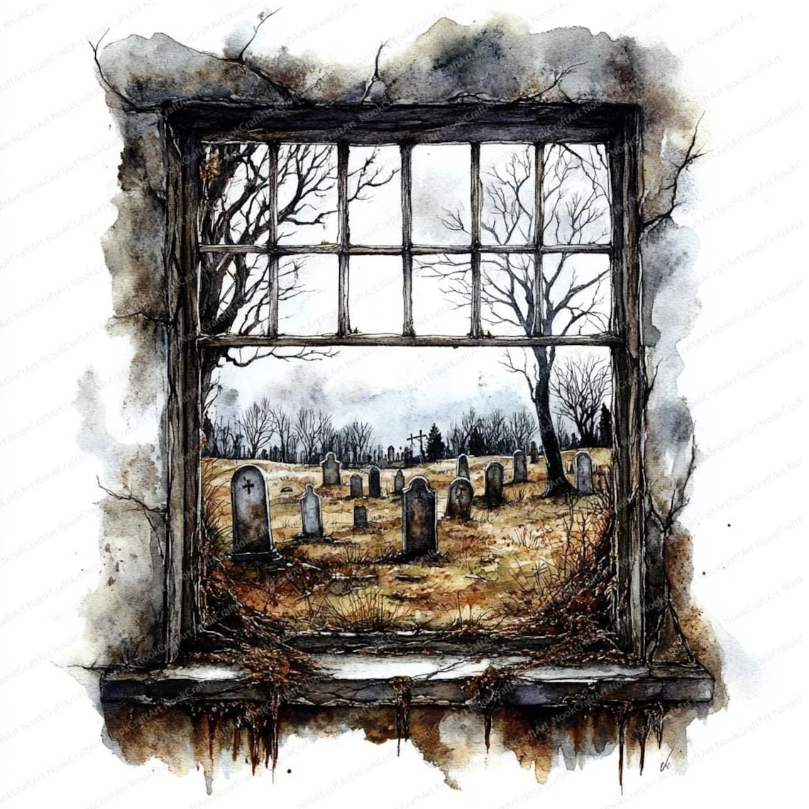 20 Window to Cemetery Clipart | Spooky Cemetery Halloween Clip Art ...