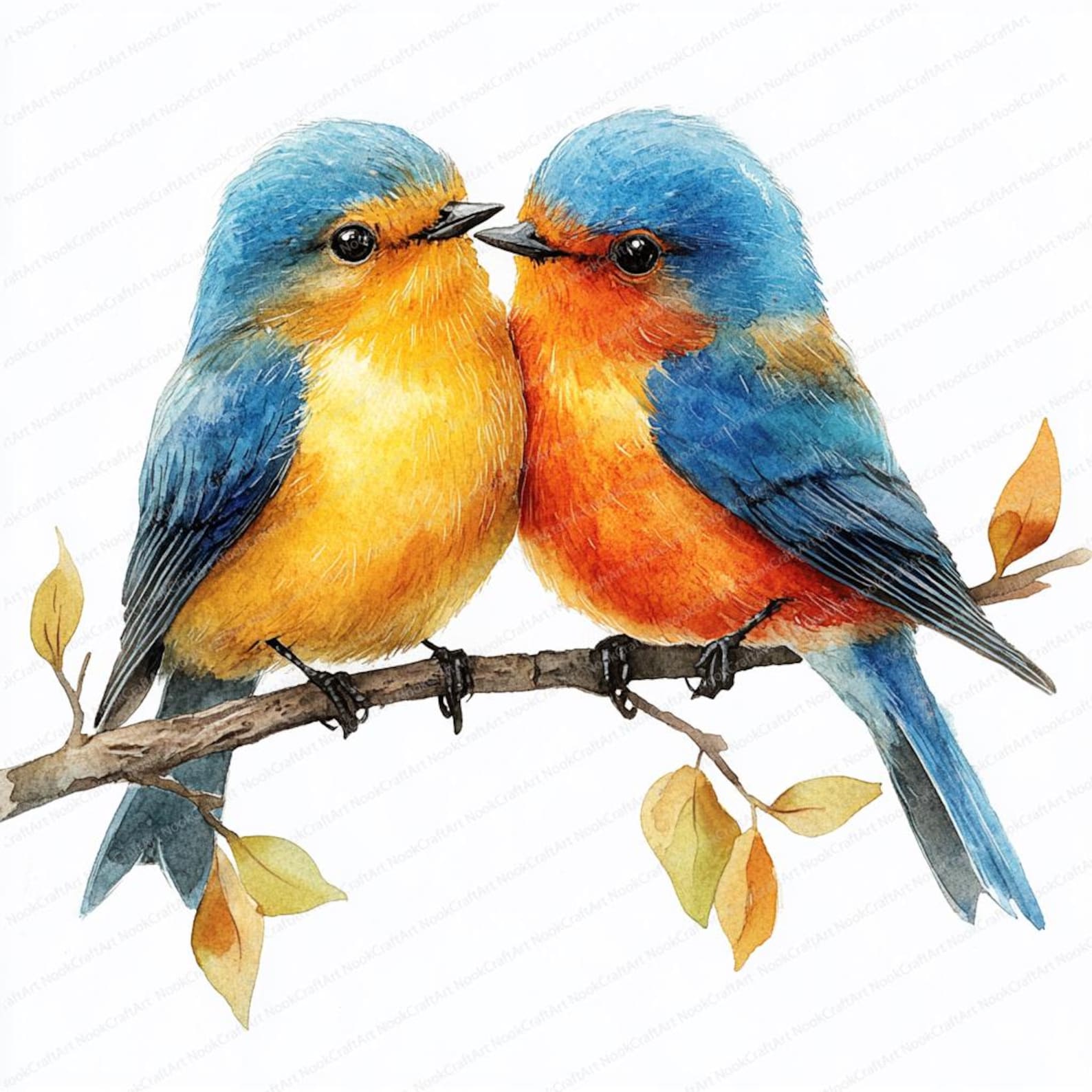 18 Birds Hugging on a Branch Clipart | Cute Illustrations for Crafts ...