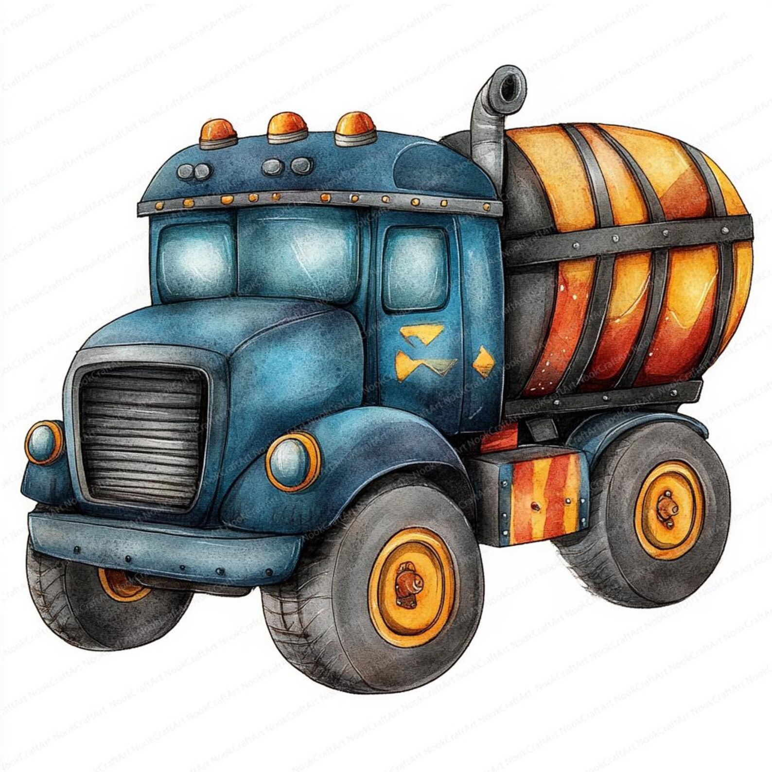 16 Watercolor Cute Construction Vehicles Clipart | Printable Watercolor ...