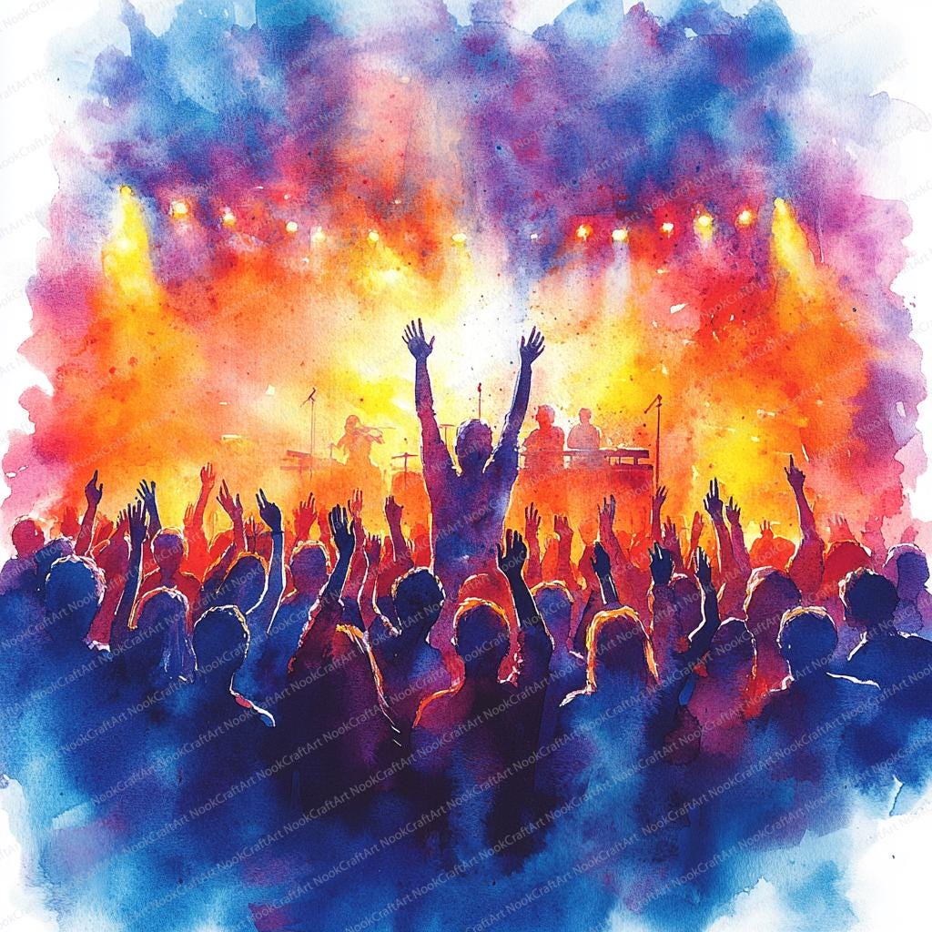 15 Concert Crowd Clipart | Hands Raised Festival Vibes | Printable ...