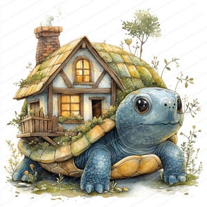 15 Turtle With House Clipart | Creative Home Shell Design| Printable ...