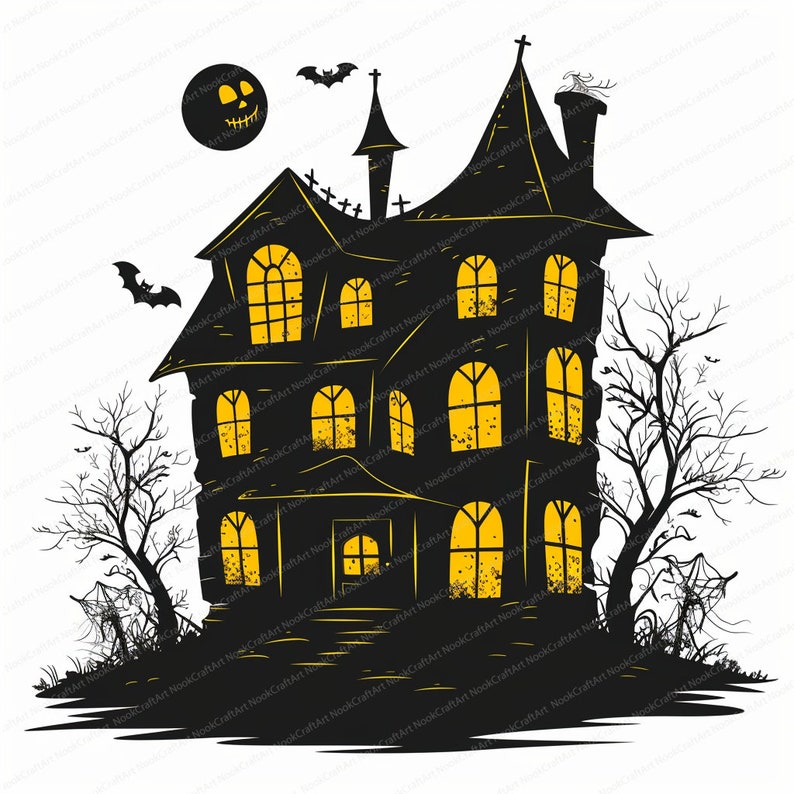12 Halloween House Clipart Haunted Houses Clipart Printable Watercolor ...