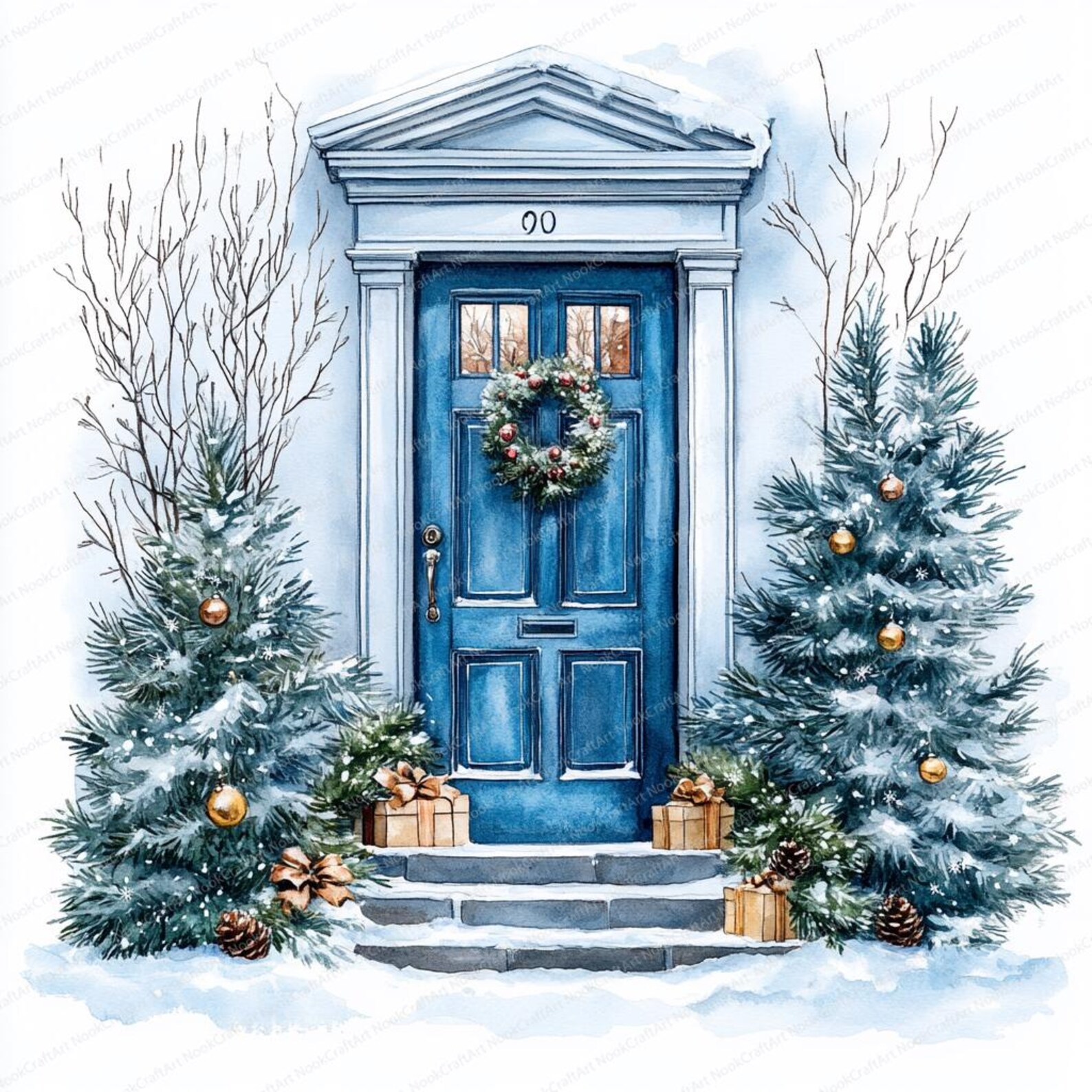 18 Cozy Winter Doors Clipart | Watercolor Snowy Door Clipart | High ...