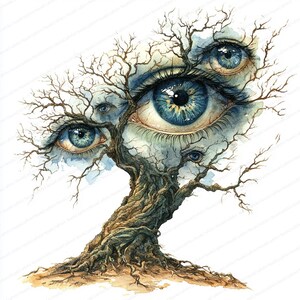 22 Tree With Eyes Clipart | Whimsical Forest Illustration | Printable ...