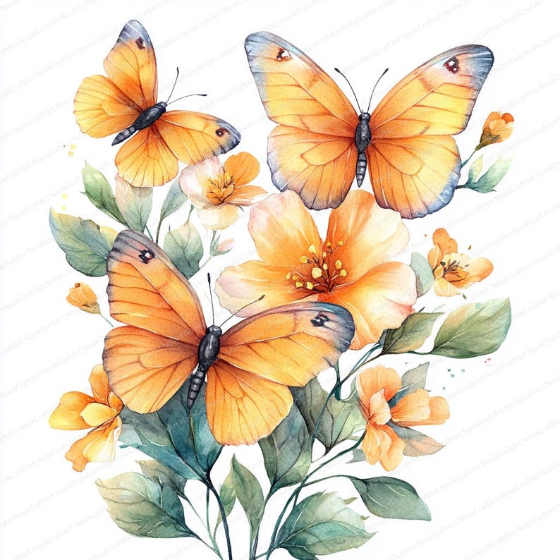 22 Floral Metamorphosis Clipart | Flowers Transforming Into Butterflies ...