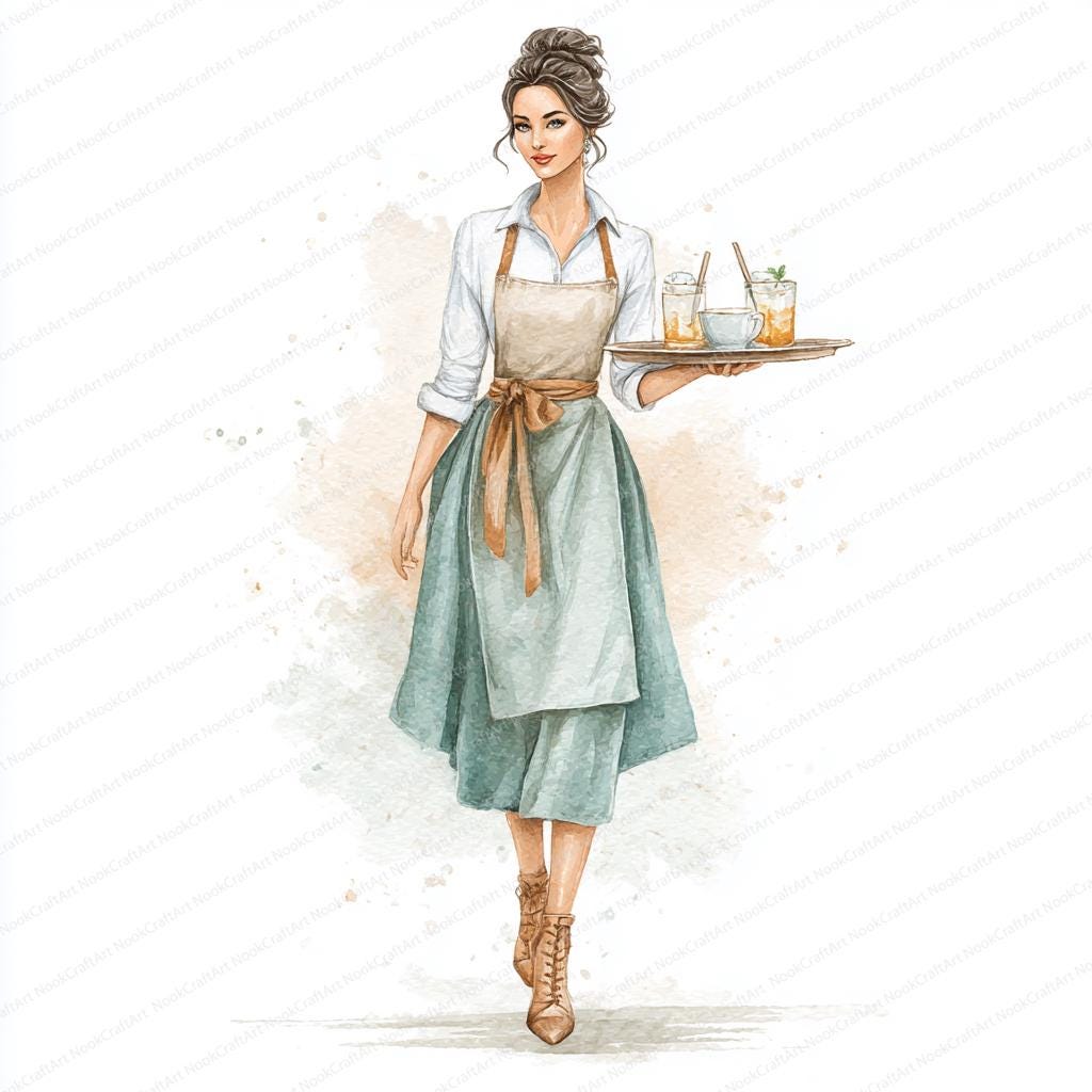 18 Waitress Clipart Set | Restaurant Service Graphics | Printable ...