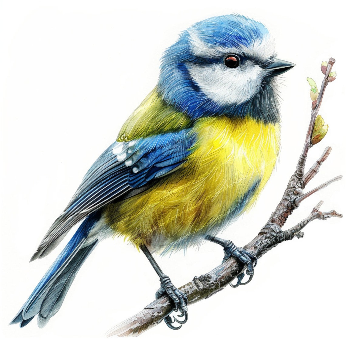 10 Blue Tit Bird Clipart Eurasian Blue Tit Printable Watercolor Clipart ...