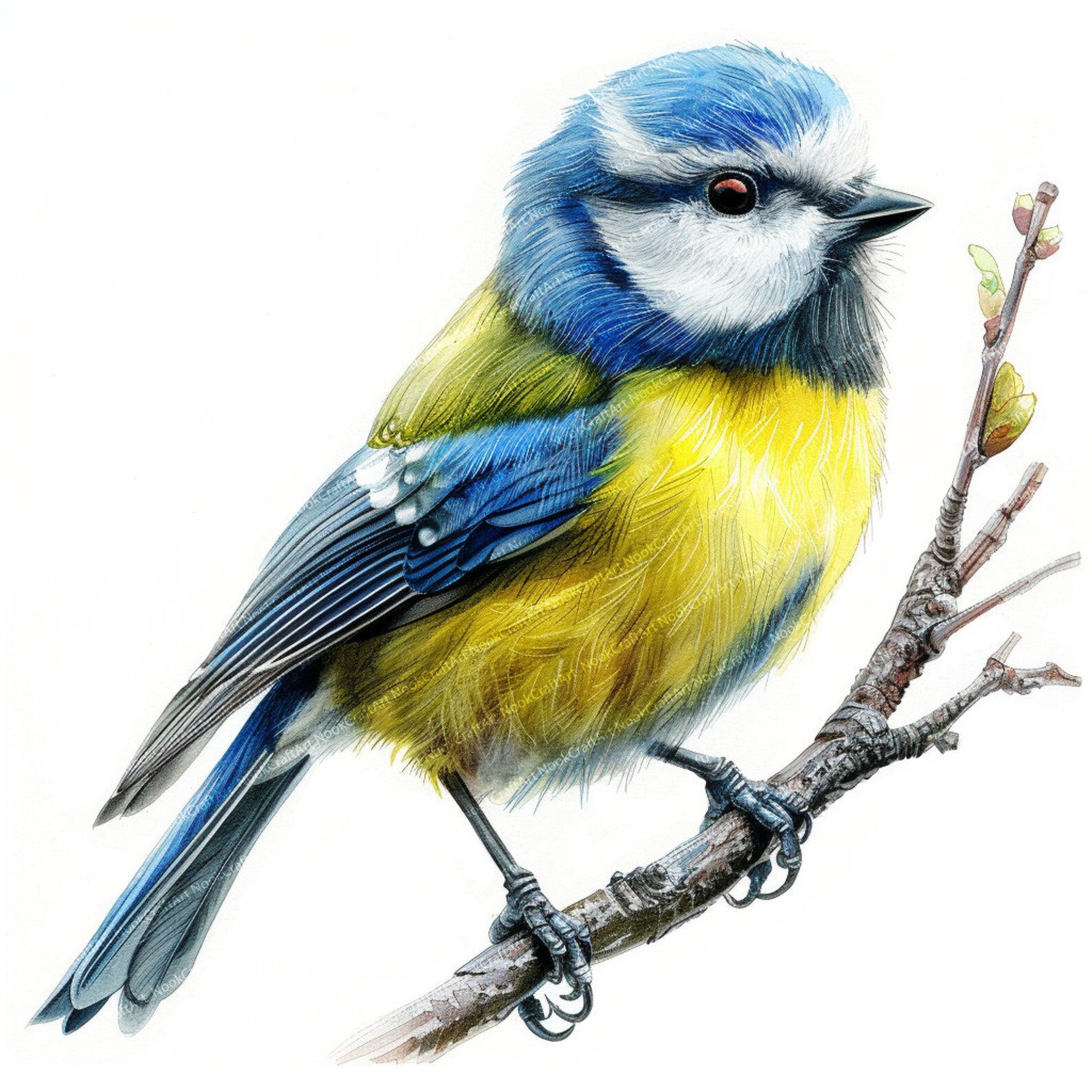 10 Blue Tit Bird Clipart Eurasian Blue Tit Printable Watercolor Clipart ...