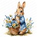 14 Spring Bunny Clipart Cute Bunny With Flowers Printable Watercolor ...