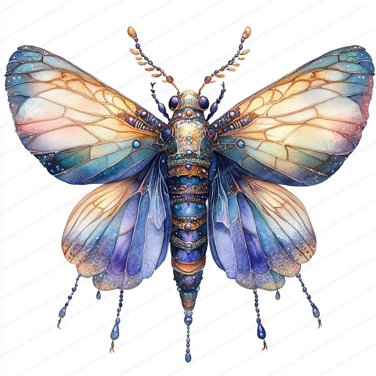 20 Beaded Winged Fantasy Bug Clipart | Enchanting Insect Illustration ...