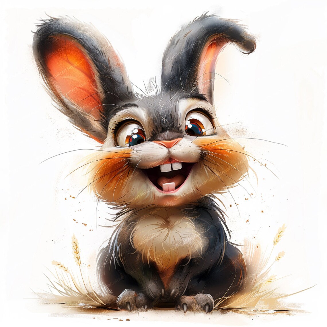 12 Hare Clipart | Happy Hares | Printable Watercolor Clipart Rabbit ...
