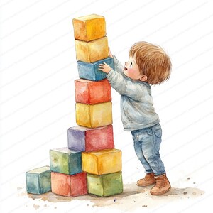 19 Kids Building Blocks Clipart | Child Tower Construction Art ...