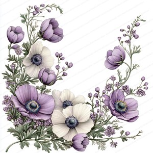 20 Purple Flower Clipart Elements | Elegant Floral Art | Botanical ...