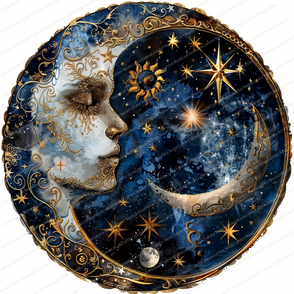 20 Mystical Moon Clipart Fantasy Style Magical Clipart Printable ...