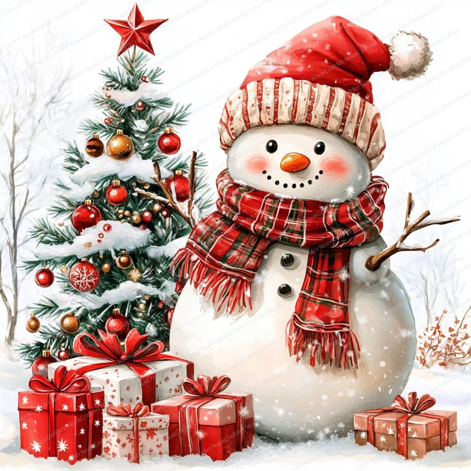 18 Christmas Tree and Snowman Clipart | Festive Snowmen | Printable ...