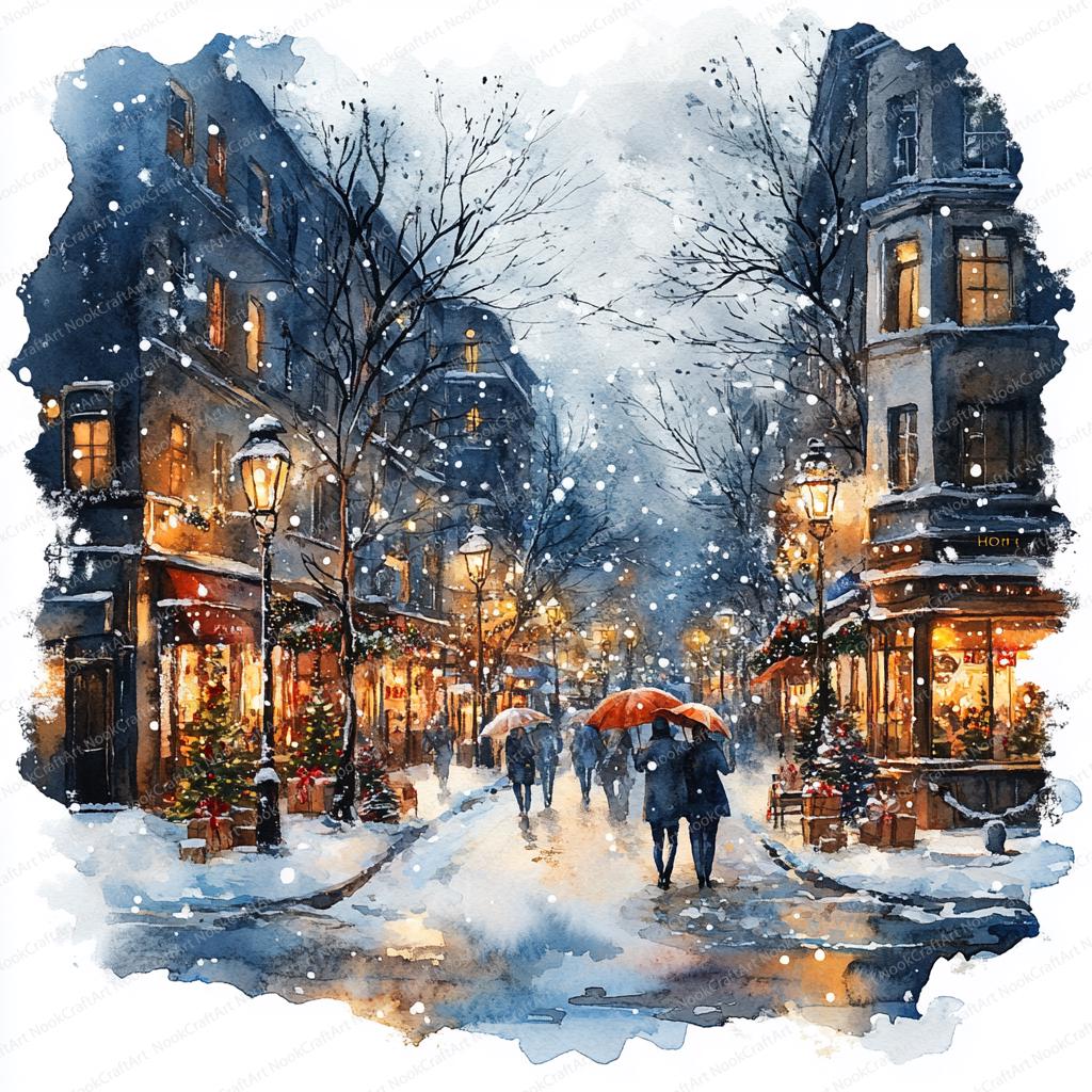 23 Snowy Street Lamp Clipart | Winter Night Scene Graphics | Printable ...
