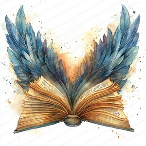 15 Book Wings Clipart | Enchanted Reading Graphics | Printable ...