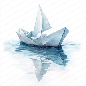 20 Paper Boat Clipart | Origami Nautical Illustration Design ...