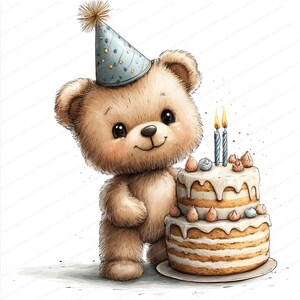 14 Teddy Bear Birthday Clipart | Cute Teddy Bear Bundle | Printable ...