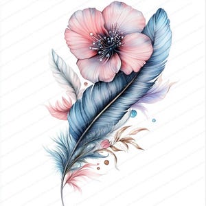 17 Floral Feathers Clipart | Elegant Boho Designs | Printable ...