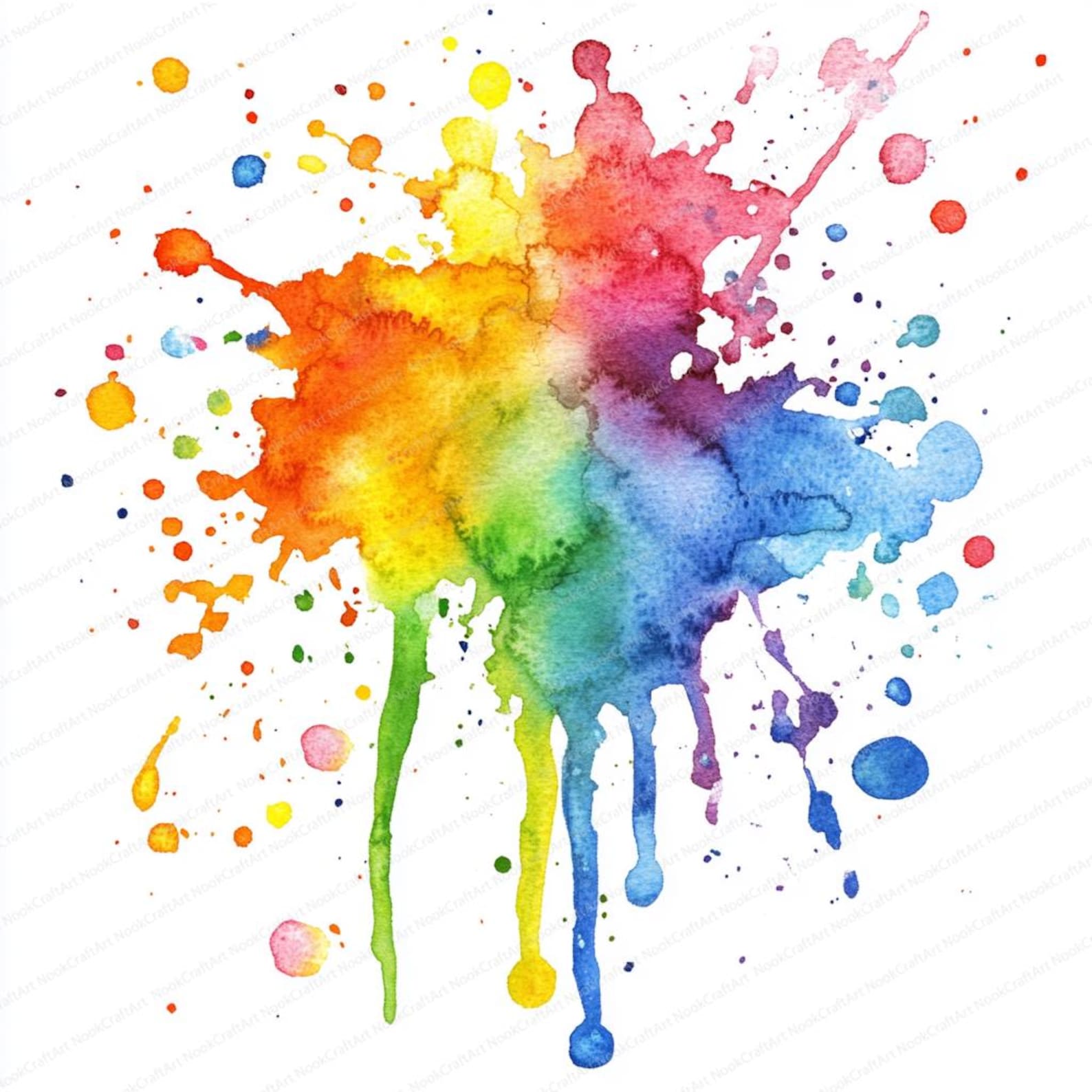 20 Color Splash Clipart | Vibrant Paint Splashes | Printable Watercolor ...