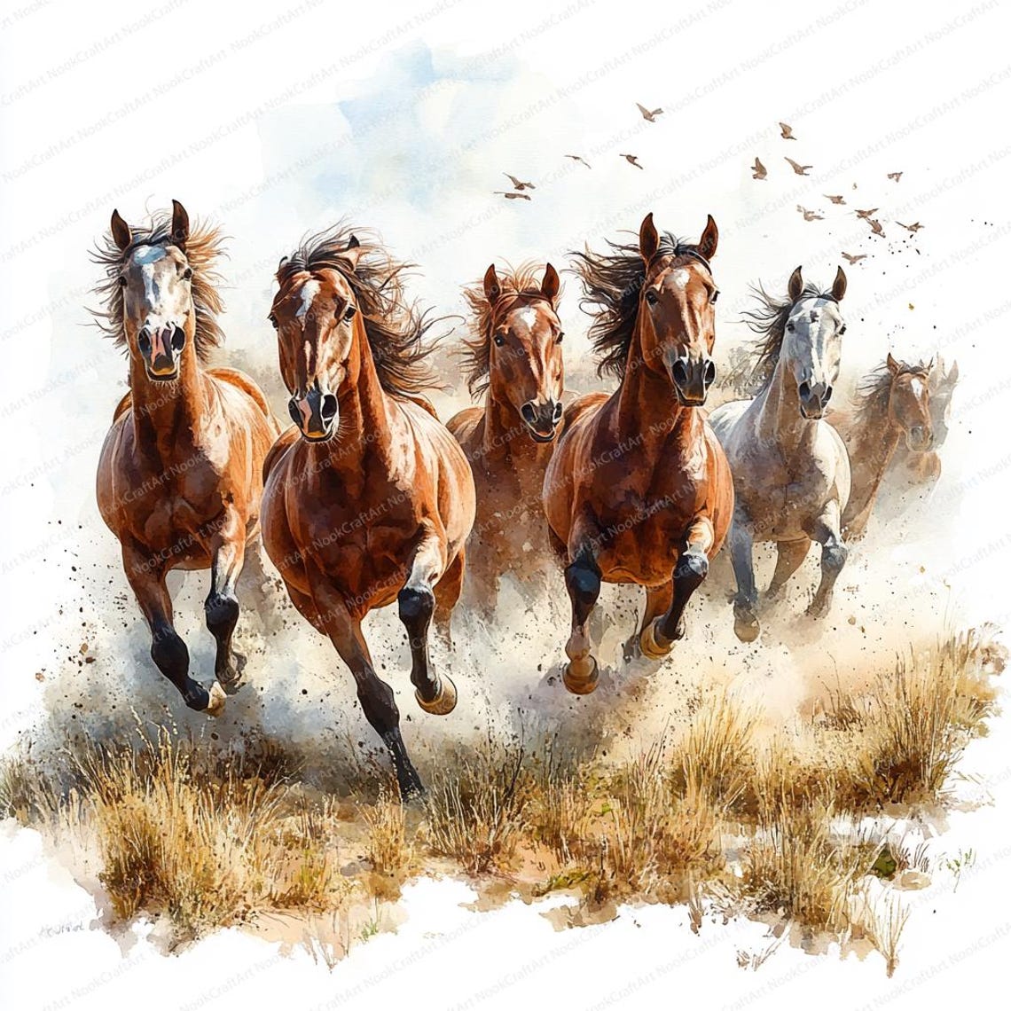 21 Horse Stampede Clipart | Wild Horses in the Steppe | Printable ...