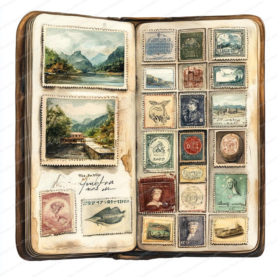 20 Stamp Collection Clipart | Vintage Postage Stamp Illustrations ...