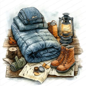 20 Camping Tent Sleeping Bag Clipart | Outdoor Adventure Camping ...