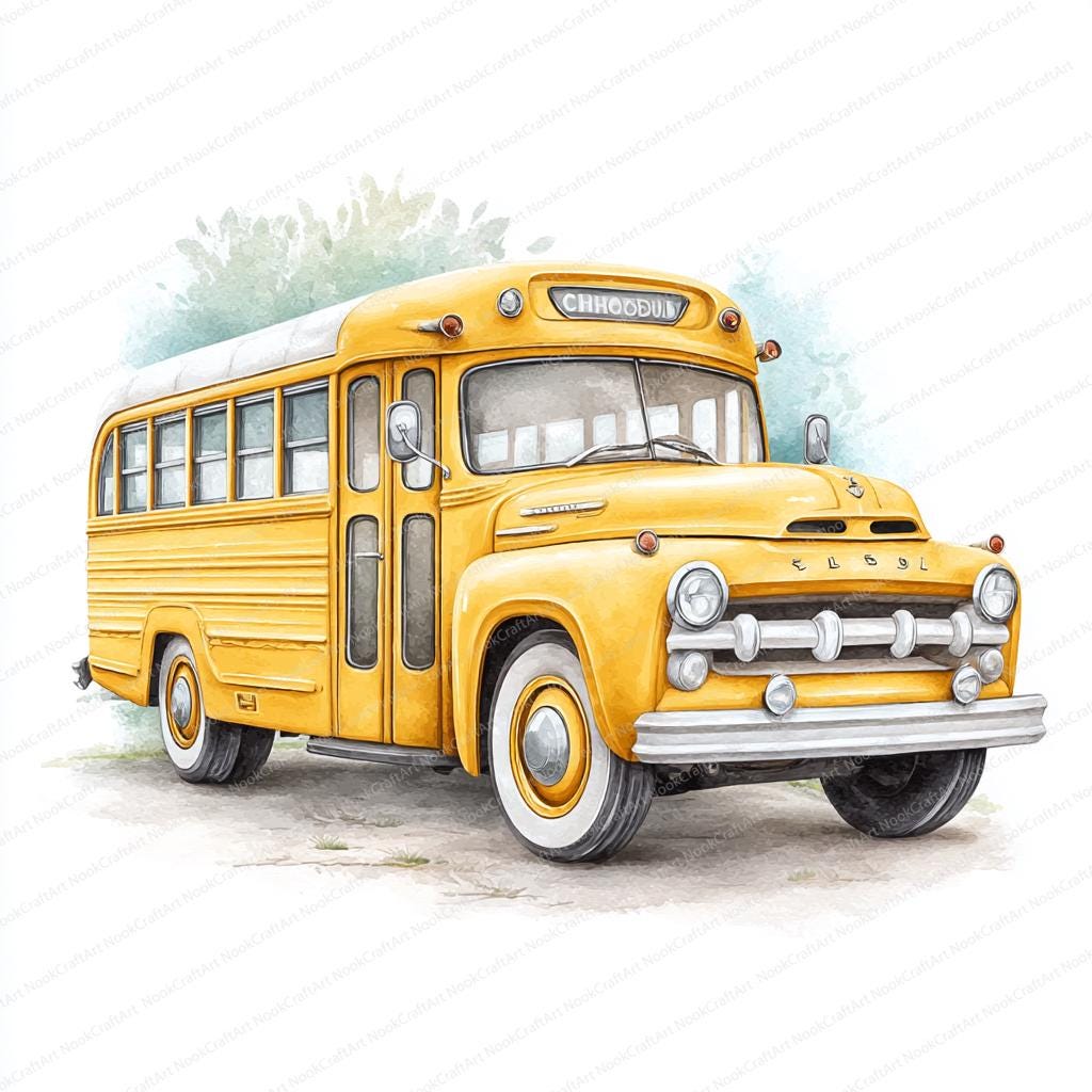 21 Yellow School Bus Clipart | Classic Education Vehicle Illustration ...