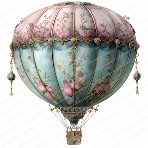 16 Victorian Hot Air Balloon Graphics Pack | Printable Watercolor ...