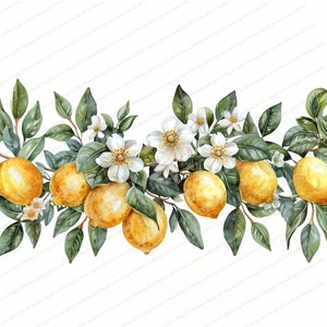 12 Lemon Garland Clipart | Lemon Wreath | Printable Watercolor Clipart ...