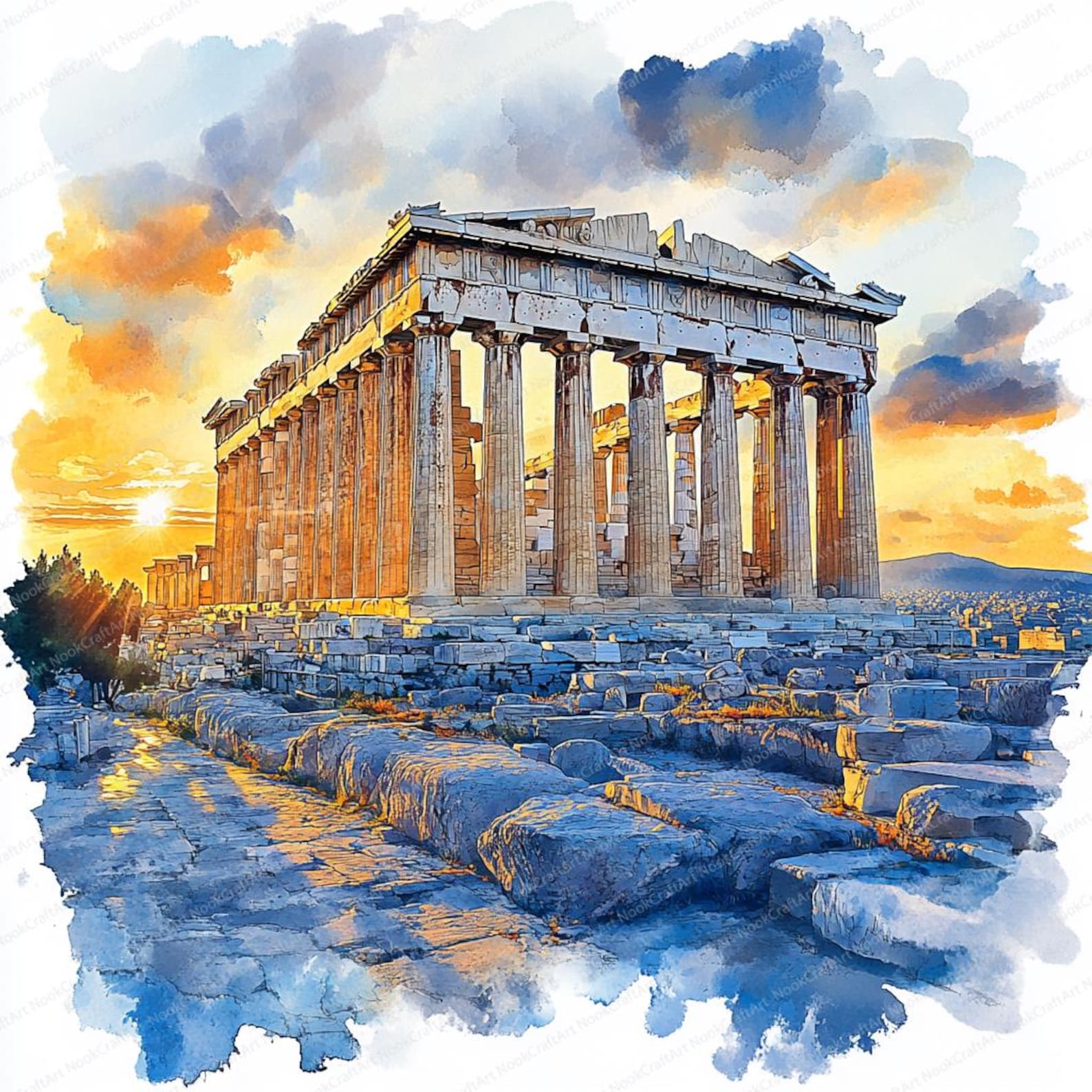 24 Parthenon Clipart Greece | Ancient Greek Temple Illustration ...