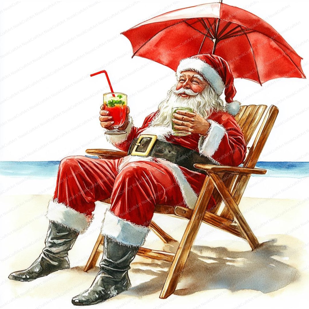 16 Santa on Vacation Clipart | Jolly Holiday Designs | Printable ...