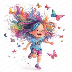 Sweet Girl With Butterfly Clipart | 18 High Quality Jpgs | Printable ...