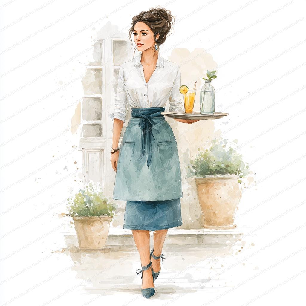 18 Waitress Clipart Set | Restaurant Service Graphics | Printable ...
