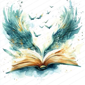 15 Book Wings Clipart | Enchanted Reading Graphics | Printable ...