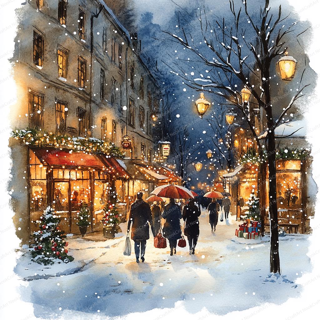 23 Snowy Street Lamp Clipart | Winter Night Scene Graphics | Printable ...