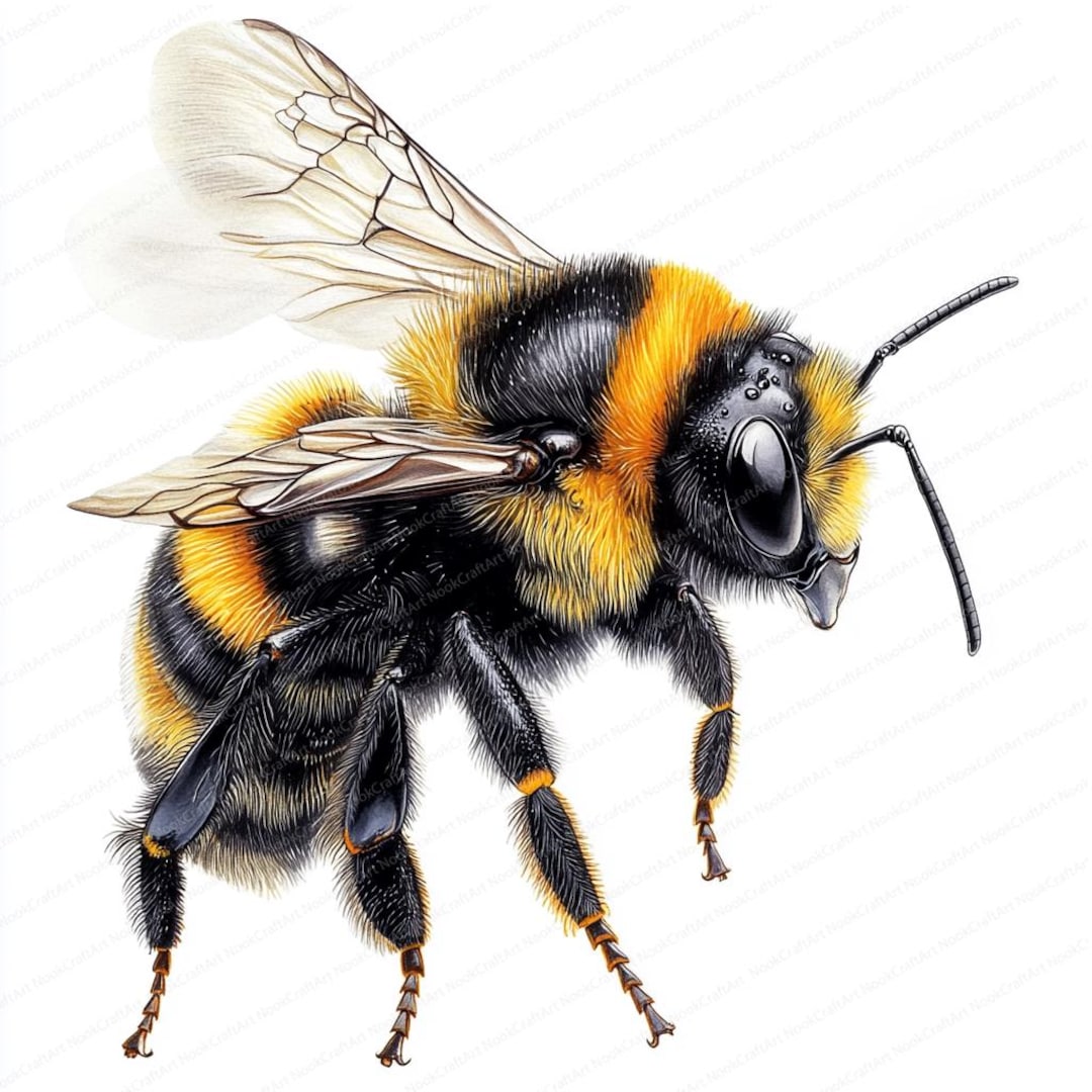 16 Fluffy Bee Bumblebee Clipart | Printable Watercolor Clipart | High ...