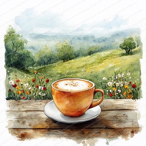 22 Spring Garden Coffee Clipart | Morning Brew With Garden View ...