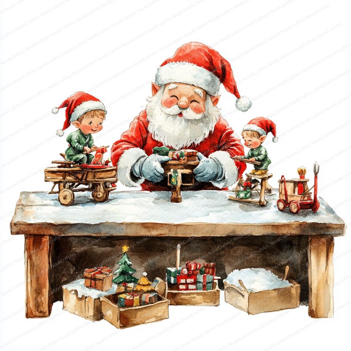 16 Santa in Workshop Clipart | Festive Holiday Designs | Printable ...