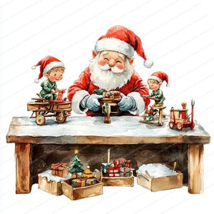 16 Santa in Workshop Clipart | Festive Holiday Designs | Printable ...