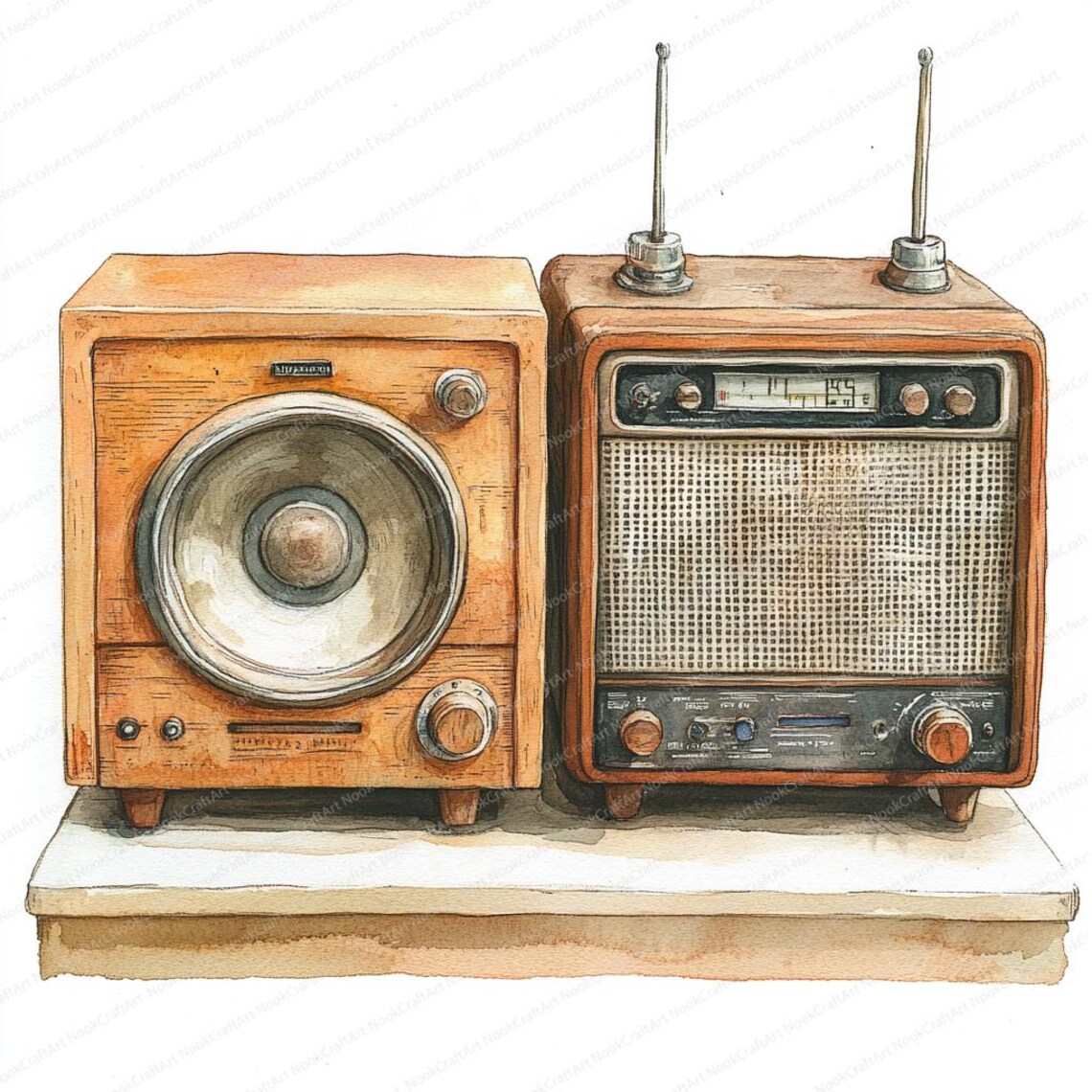 20 Vintage Radio Clipart | Retro Radio Design Elements| Printable ...