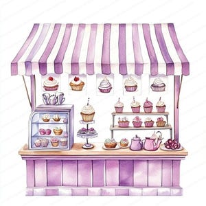 16 Watercolor Cupcake Shop Clipart | Adorable Treats Clipart ...