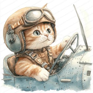 16 Pilot Cat Clipart | Feline Aviator Graphic Design | Printable ...
