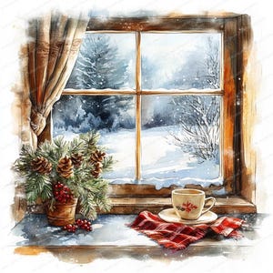 12 Window Winter Landscape Clipart | Christmas Design | Printable ...